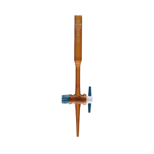Bureta ambar de vidrio con llave de teflon • ESPIMEDIC
